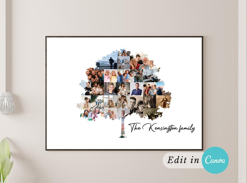 Custom Family Tree Photo Collage Canva Template Printable Family Tree ...