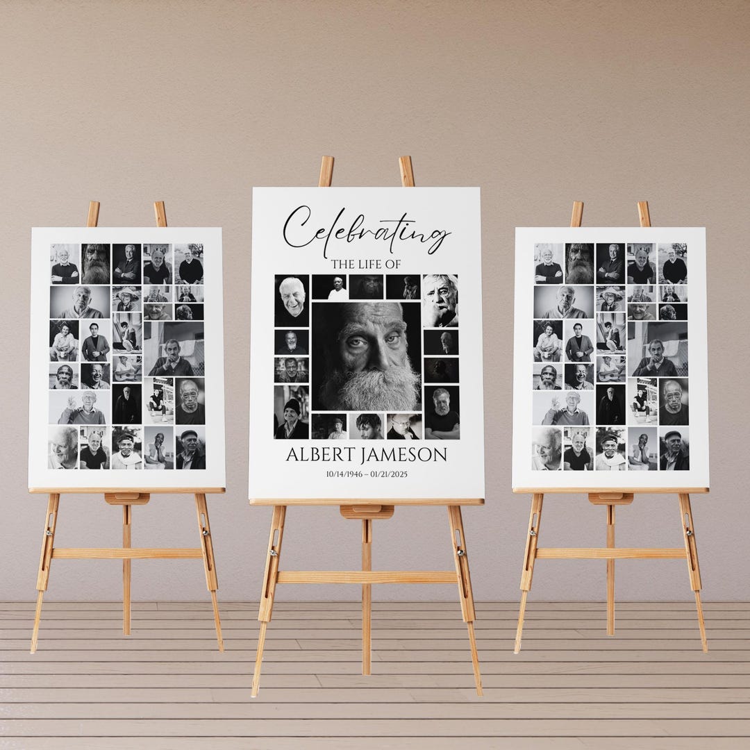 Funeral Photo Collage Canva Template Printable Funeral Poster Editable ...