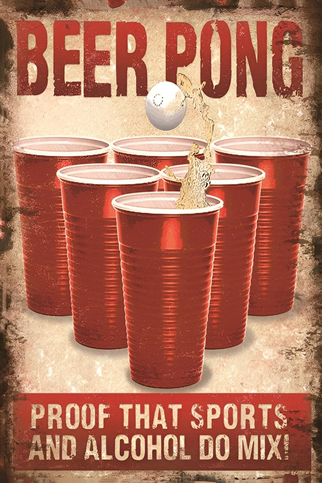 Vintage Beer Pong Sign, Man Cave Print (digital Download) - Etsy