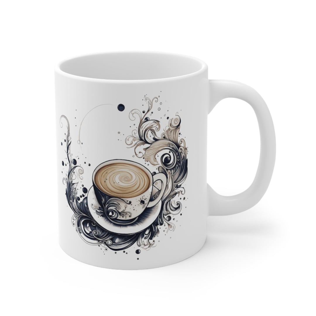 Coffee Cup Art Lover's Mug 11 Oz : Coffee Cup Design Modern Style ...