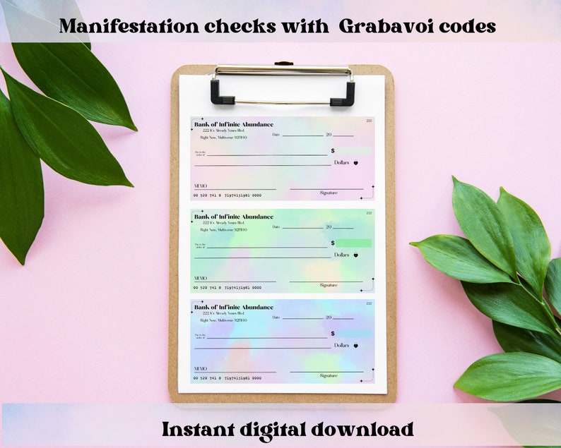 Manifestation Checks With Grabavoi Codes - Etsy