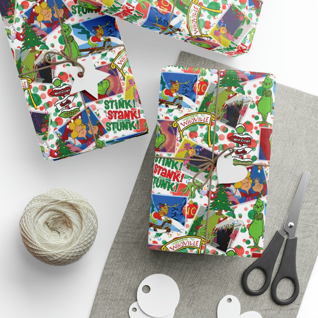 The Grinch Stink Stink Stunk Stank Christmas Wrapping Paper, Christmas ...