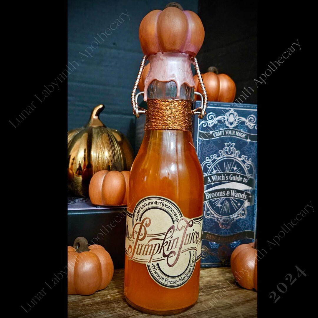 Pumpkin Juice Elixir - Magical Fall Potion Bottle, Fantasy Decor, Dark ...