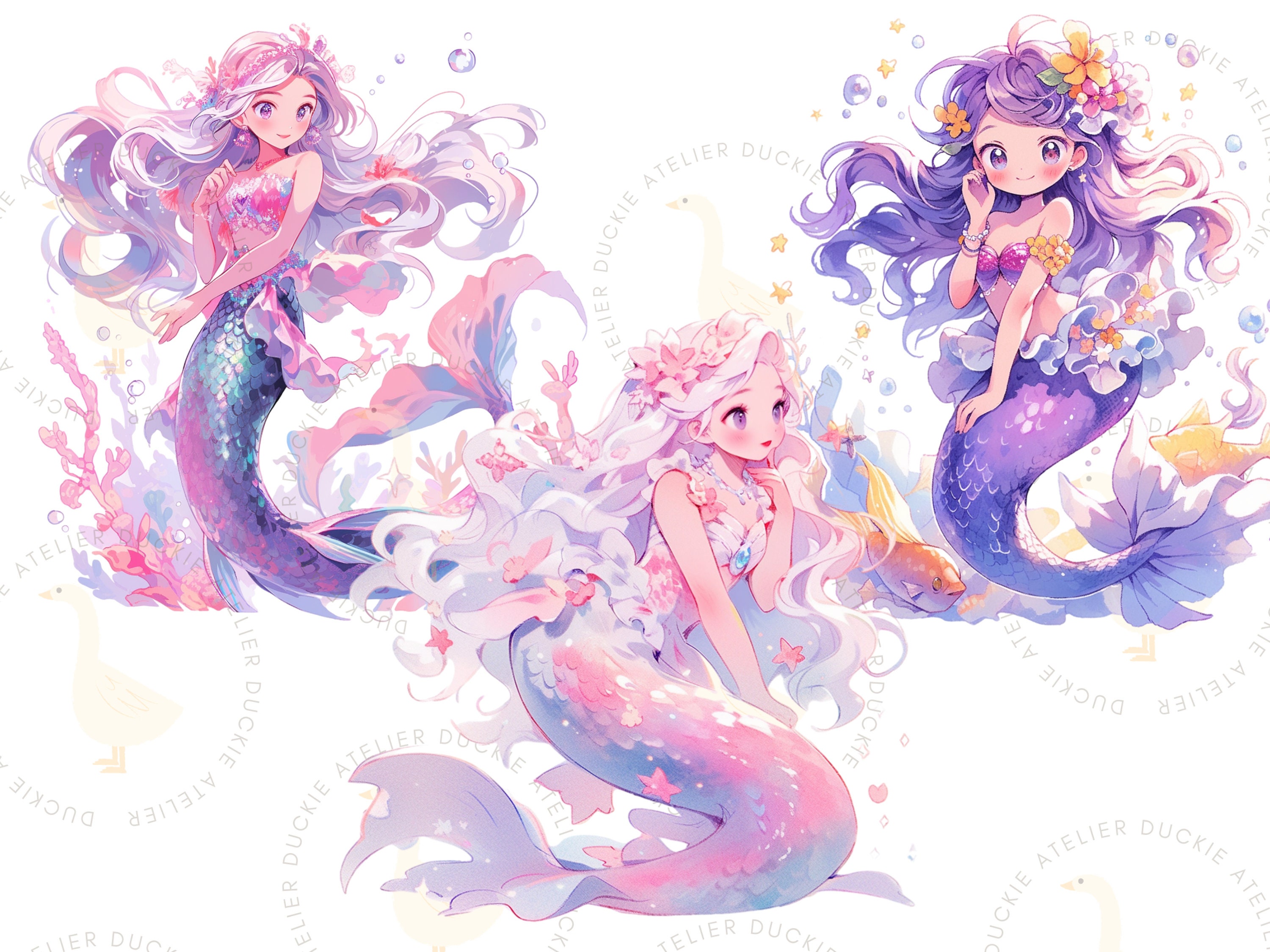 25 Mermaids Digital Clipart Bundle, Cute Mermaids, Lovely Mermaids ...