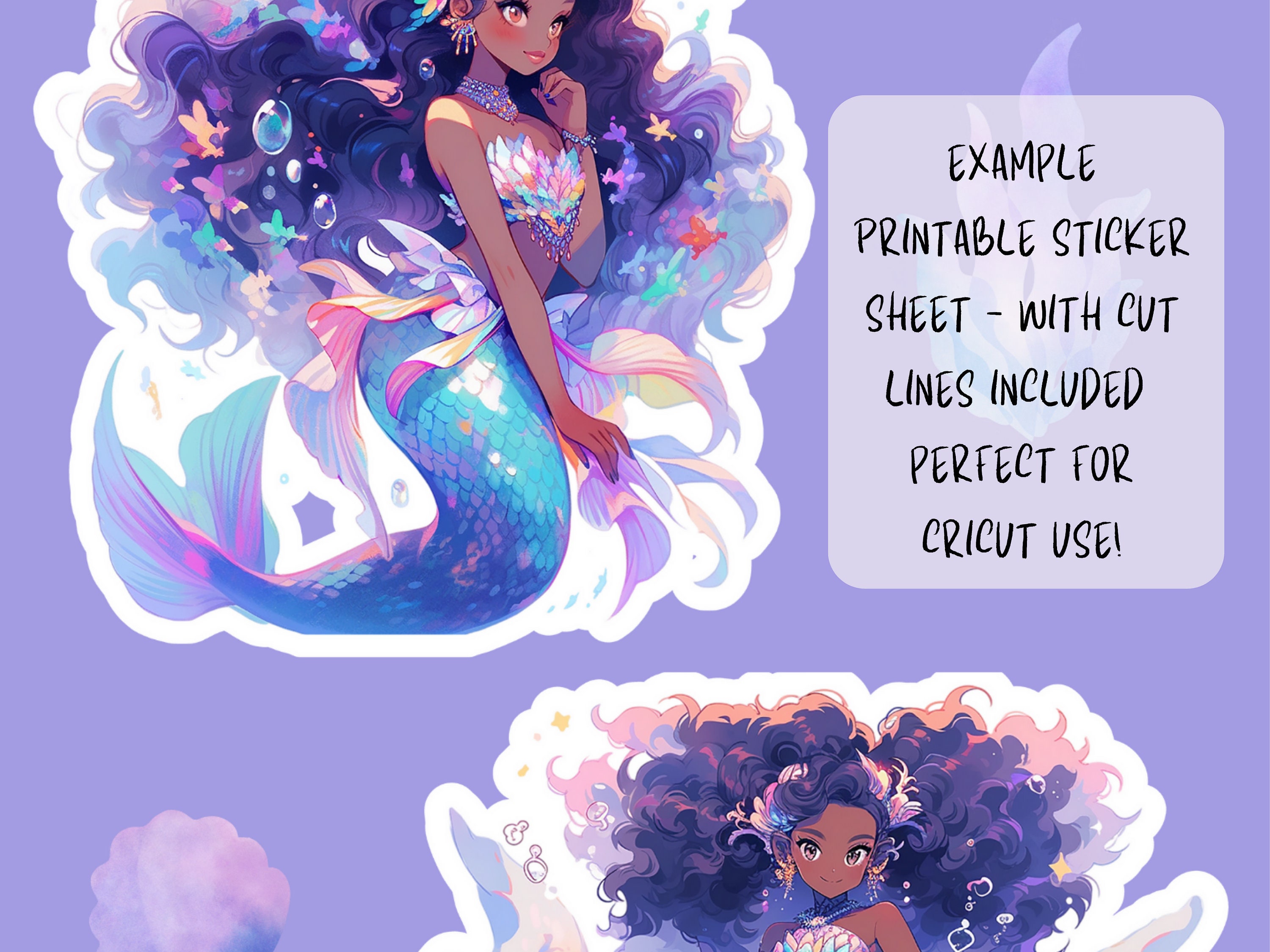 Cute Black Mermaids Clipart, Black Fantasy Mermaids, Mermaid Clipart ...