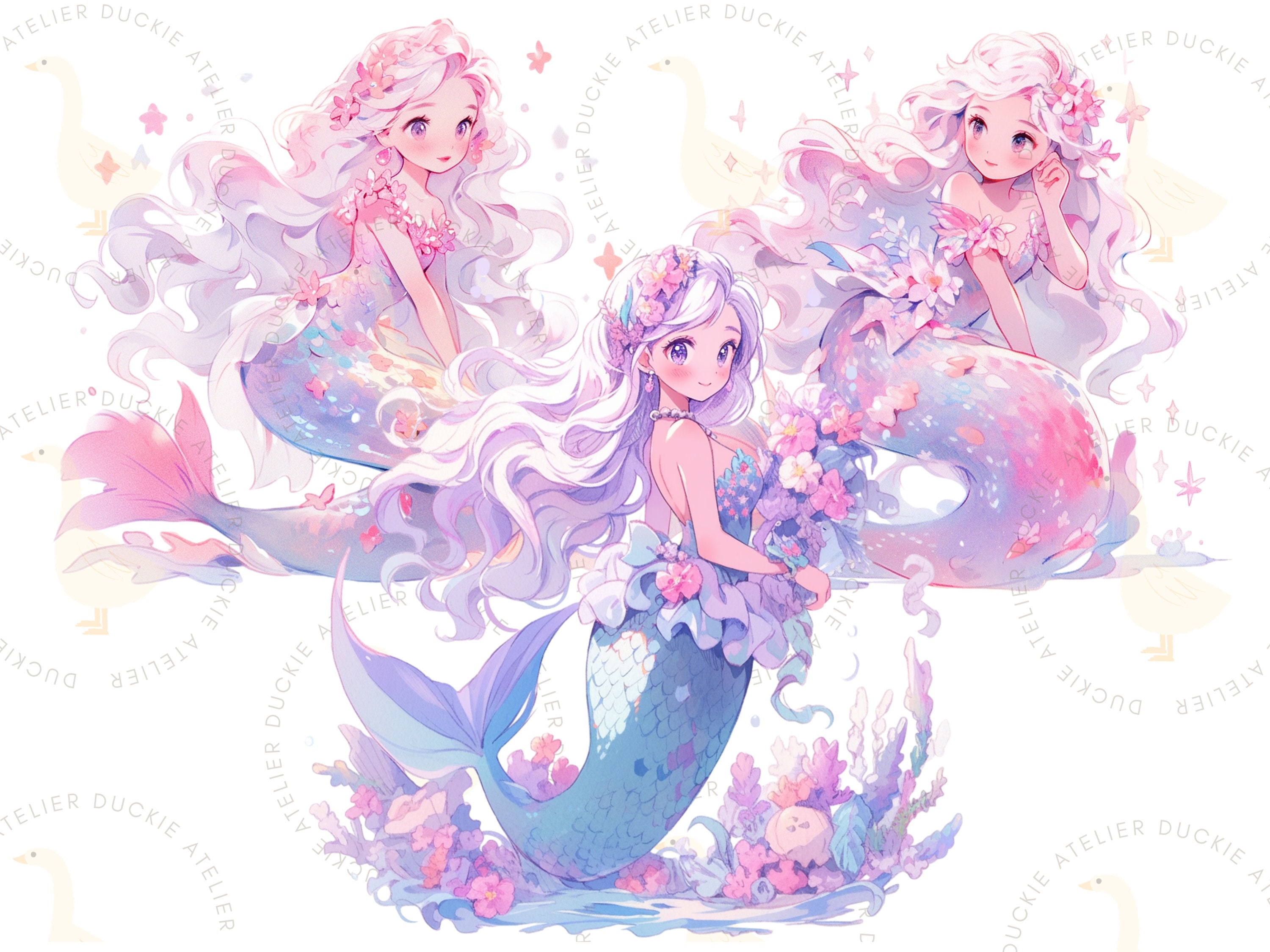 25 Mermaids Digital Clipart Bundle, Cute Mermaids, Lovely Mermaids ...