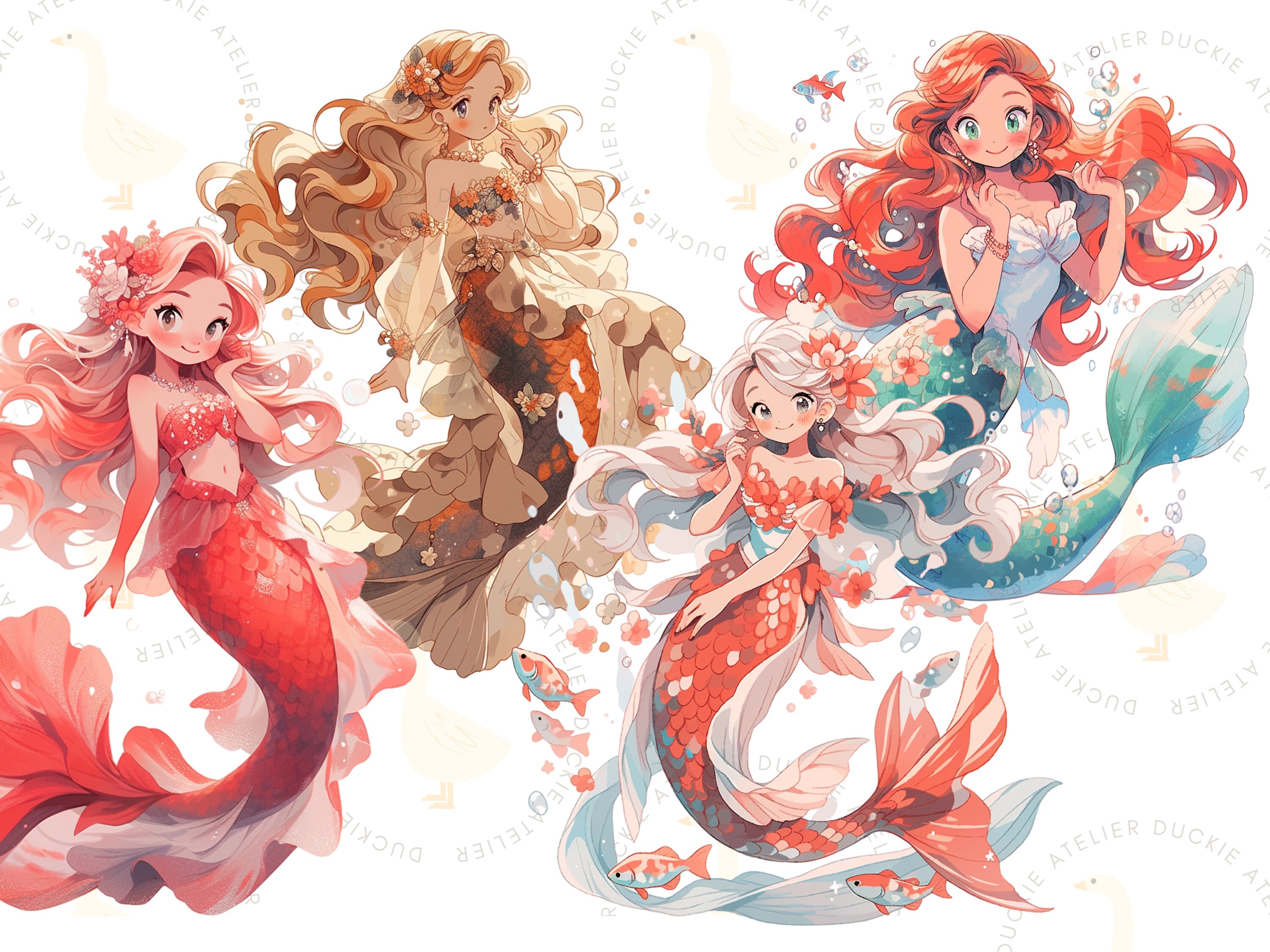 25 Mermaids Digital Clipart Bundle, Cute Mermaids, Lovely Mermaids ...