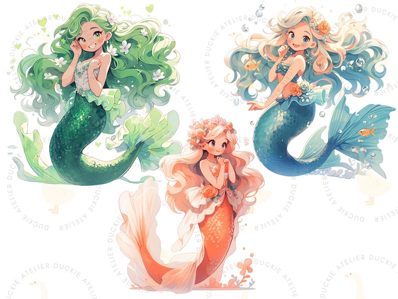 25 Mermaids Digital Clipart Bundle, Cute Mermaids, Lovely Mermaids ...