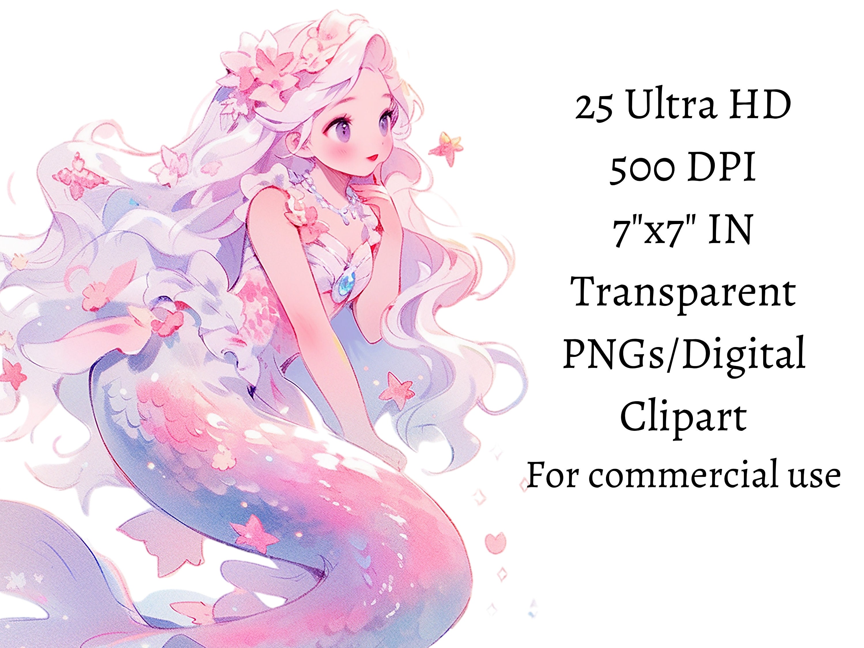 25 Mermaids Digital Clipart Bundle, Cute Mermaids, Lovely Mermaids ...