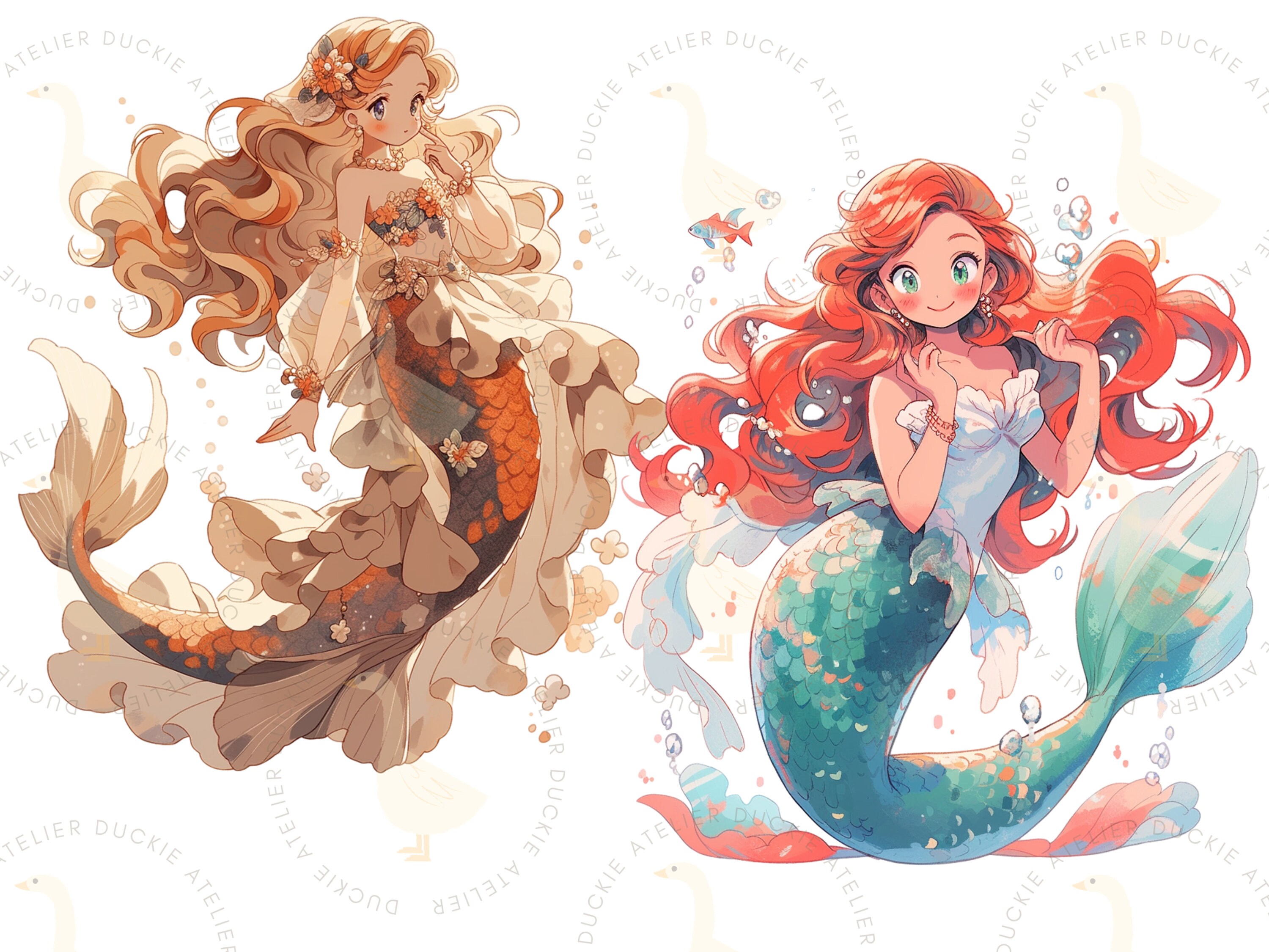 25 Mermaids Digital Clipart Bundle, Cute Mermaids, Lovely Mermaids ...