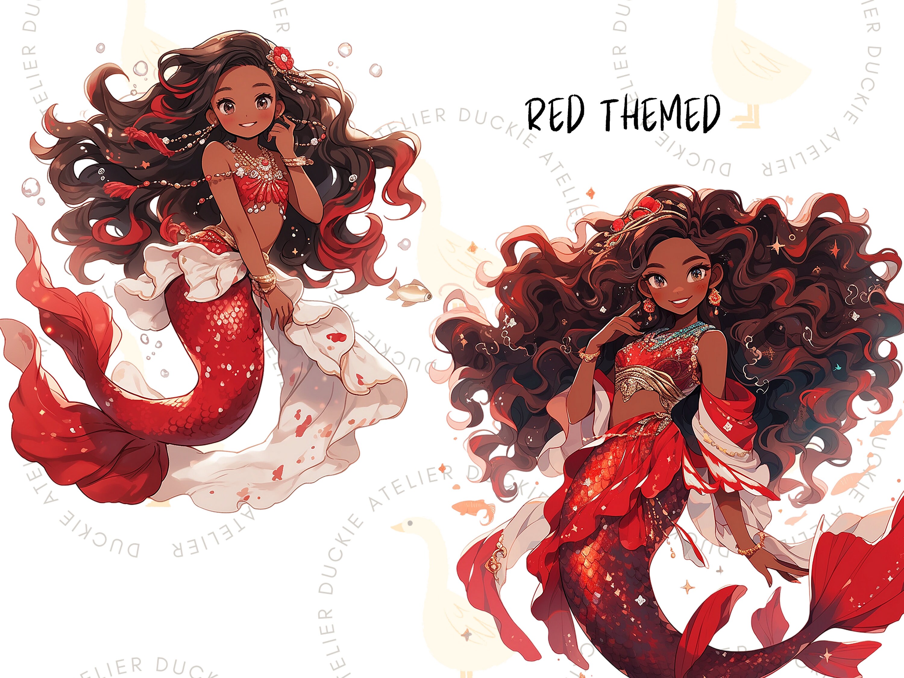 Cute Black Mermaids Clipart, Black Fantasy Mermaids, Mermaid Clipart ...
