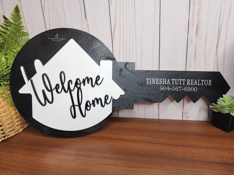 Welcome Home Realtor Key Sign / Real Estate Closing Signs / Custom Sold ...