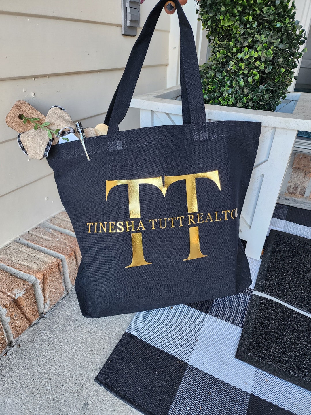 Custom Metallic Print Canvas Tote Bags / Realtor Gifts / Branded Real ...