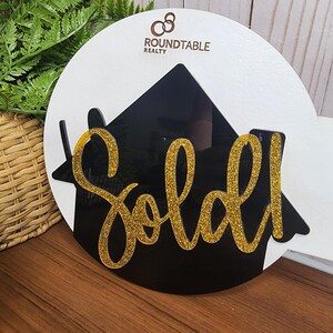 Sold Realtor Key Sign With Glitter Accents / Real Estate Closing Signs ...