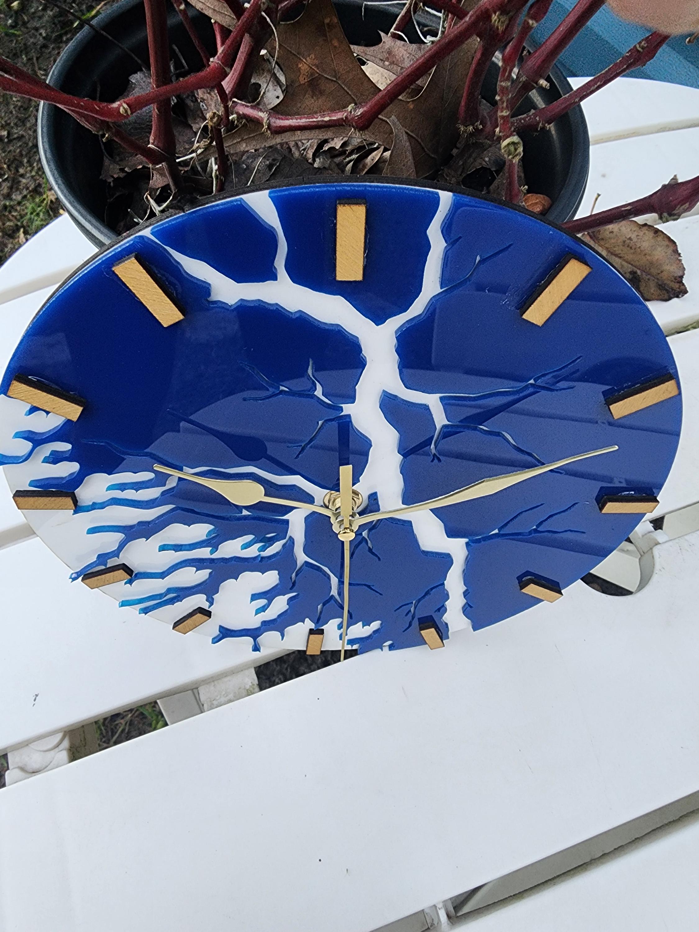 Blue and Gold River Clock / Beach Art Clock / Custom Clocks / Wall ...