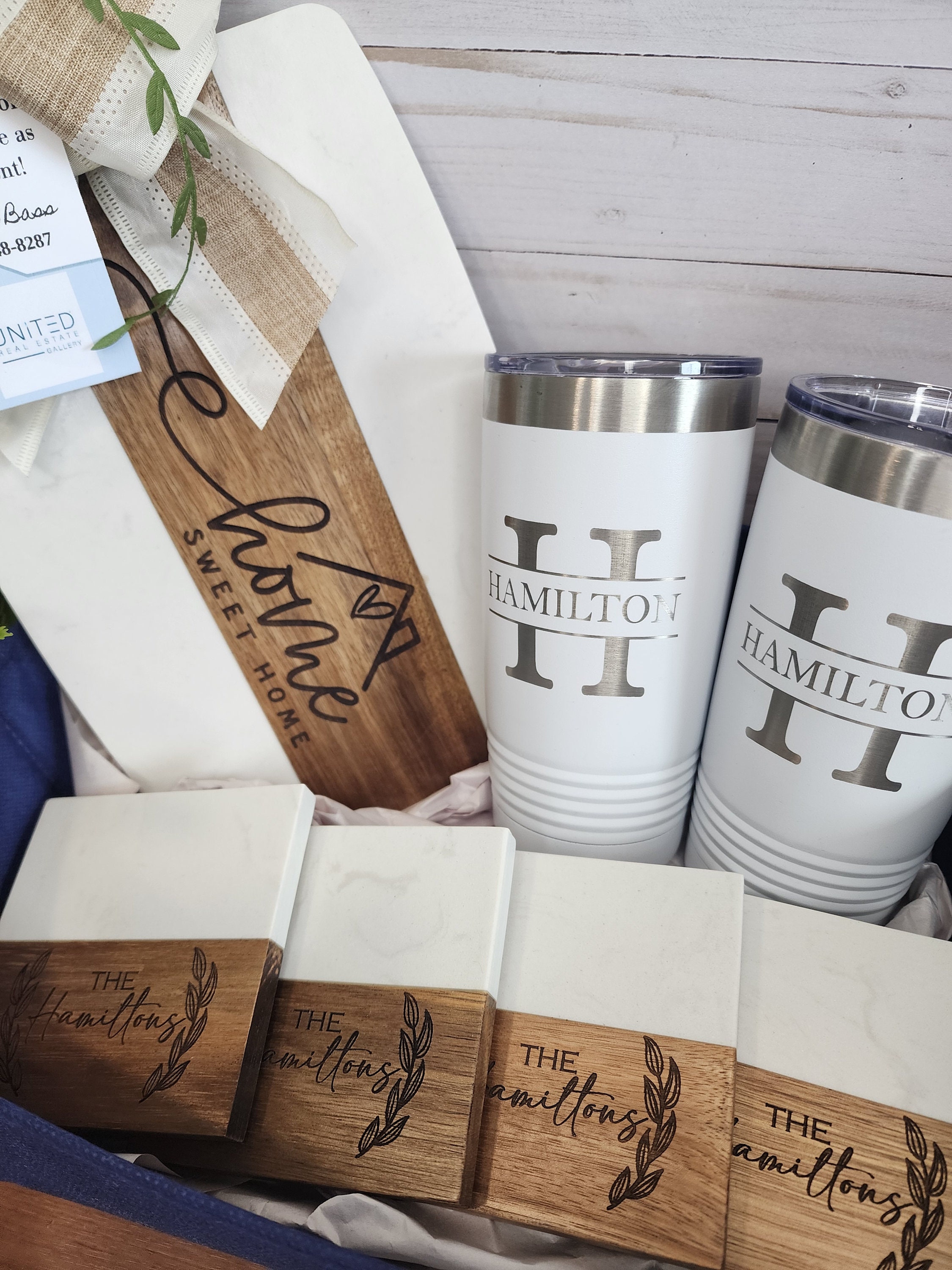 Custom Closing Gift Set Acopa Marble and Acacia Wood / Real - Etsy