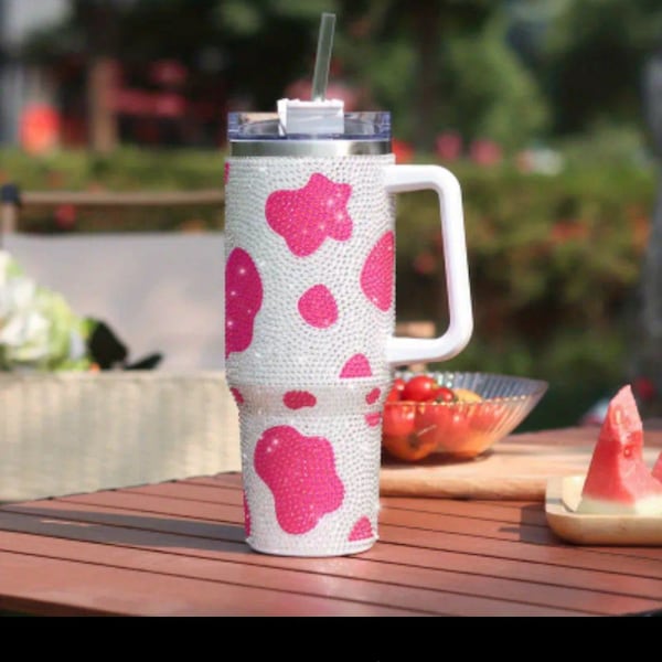Stanley Tumbler Cow Print Rhinestone - Etsy
