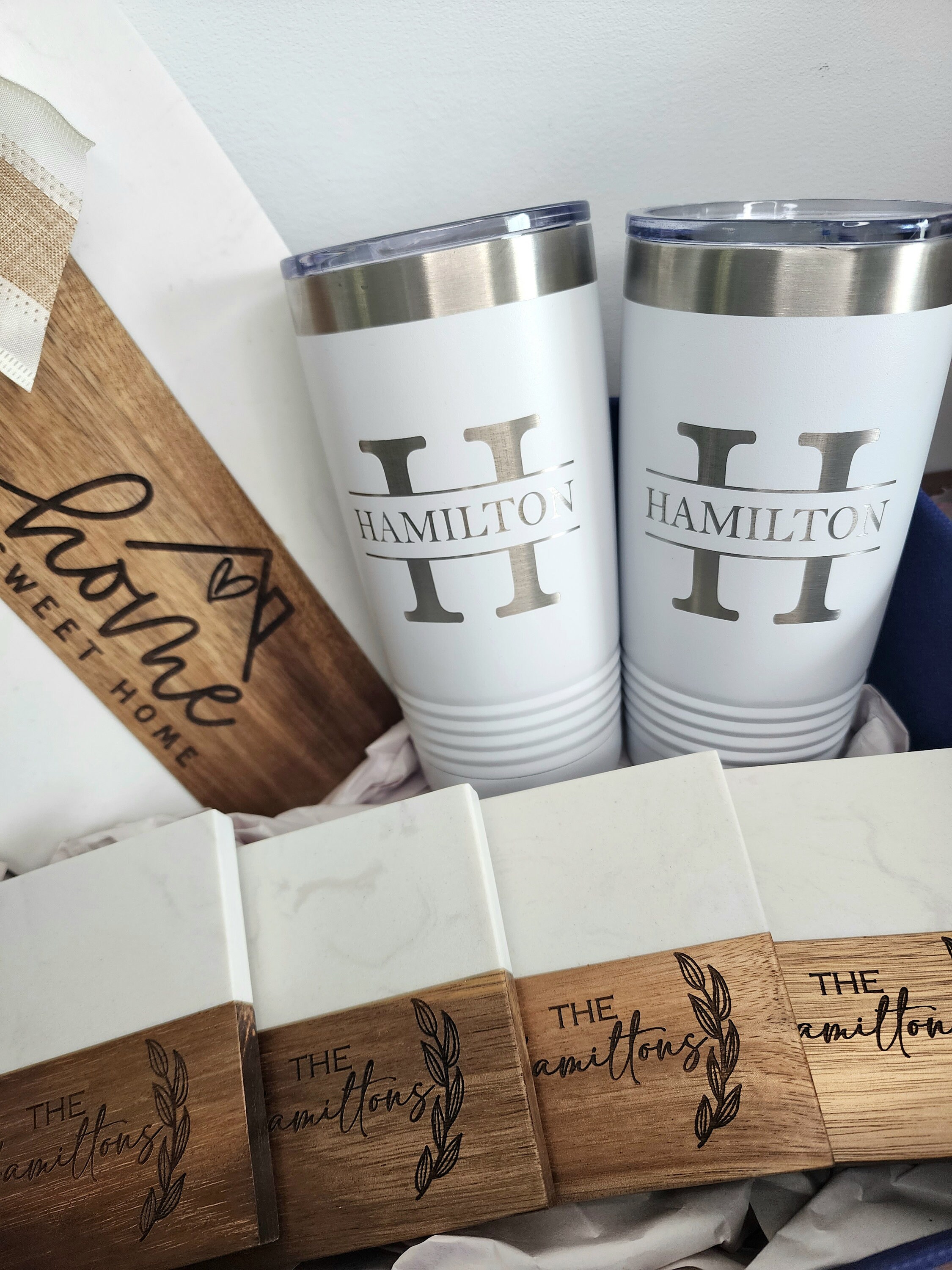 Custom Closing Gift Set Acopa Marble and Acacia Wood / Real - Etsy