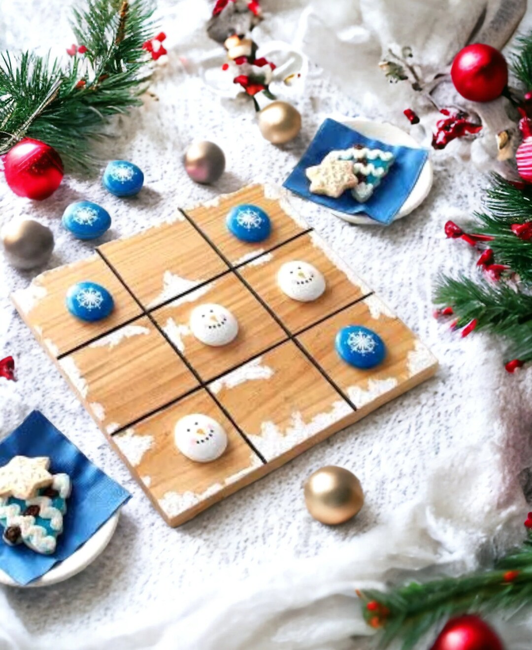 Christmas Tic Tac Toe Set / Christmas Decor / Home Decor / Farmhouse ...
