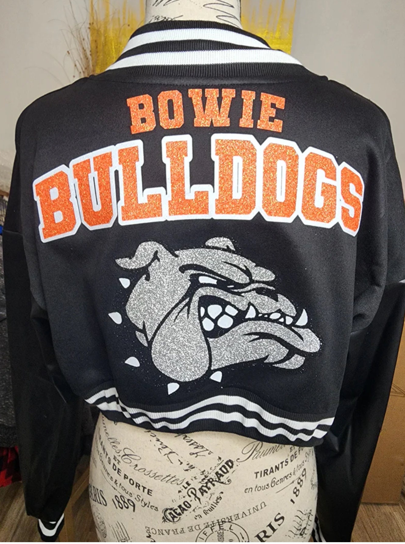 Custom Glitter Football Cropped Varsity Jacket / Football Glitter ...