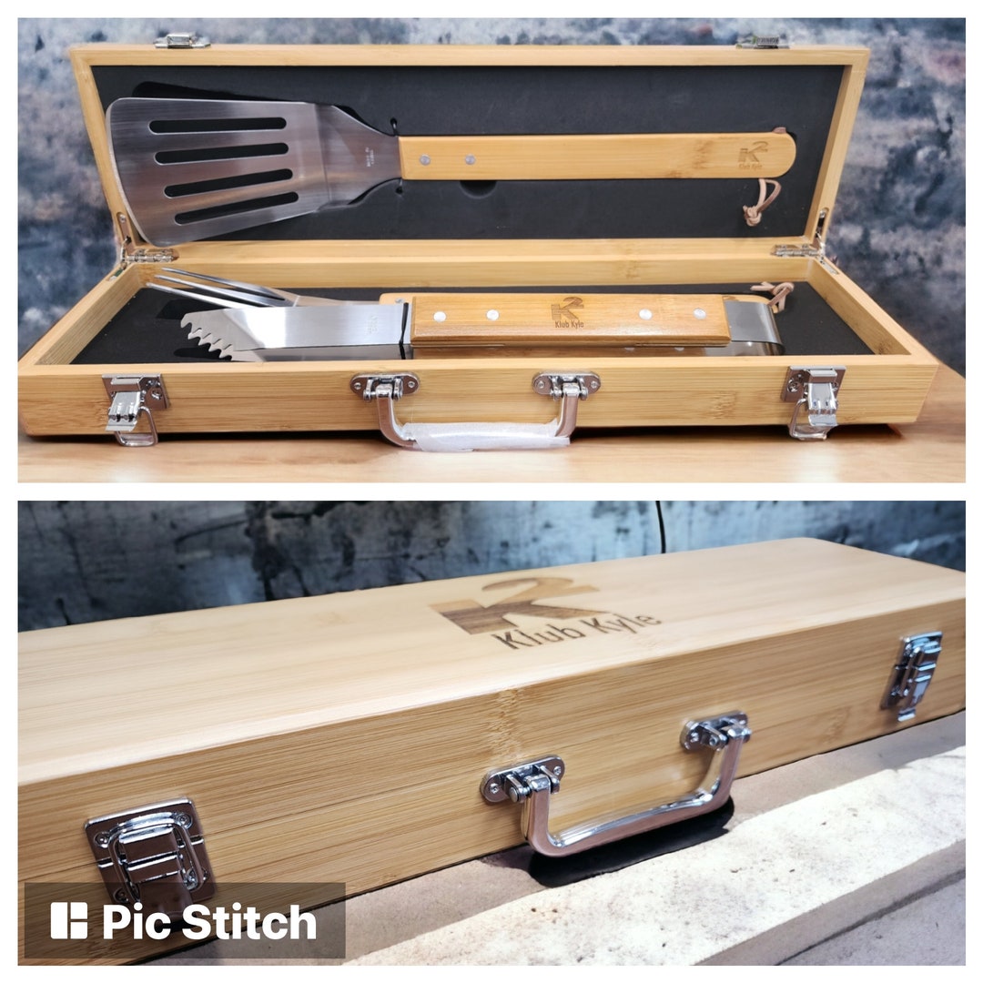 Custom Laser Engraved BBQ Set With Case / Laser Engraved Gifts / Custom ...