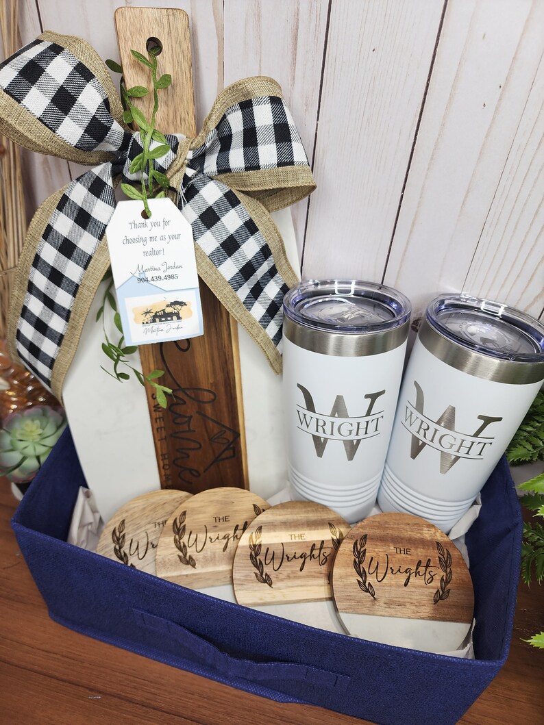 Custom Closing Gift Set Acopa Marble and Acacia Wood / Real - Etsy