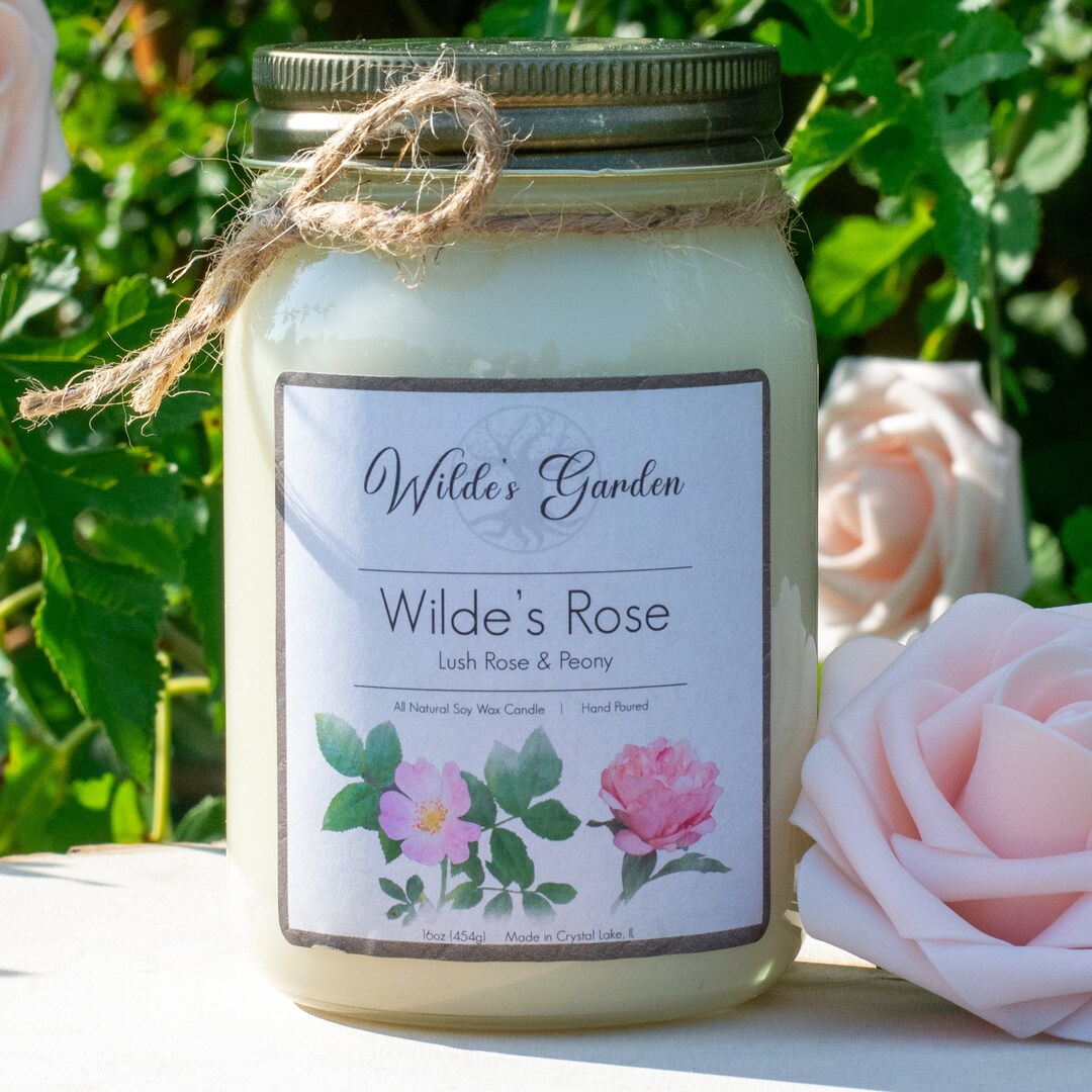 Wilde's Rose | 16oz Mason Jar Candle | Lush Rose and Peony Scented ...