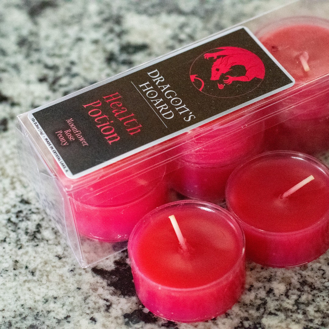 Health Potion Tea Lights Pack of 10 Moonflower, Rose, and Peony Scented ...