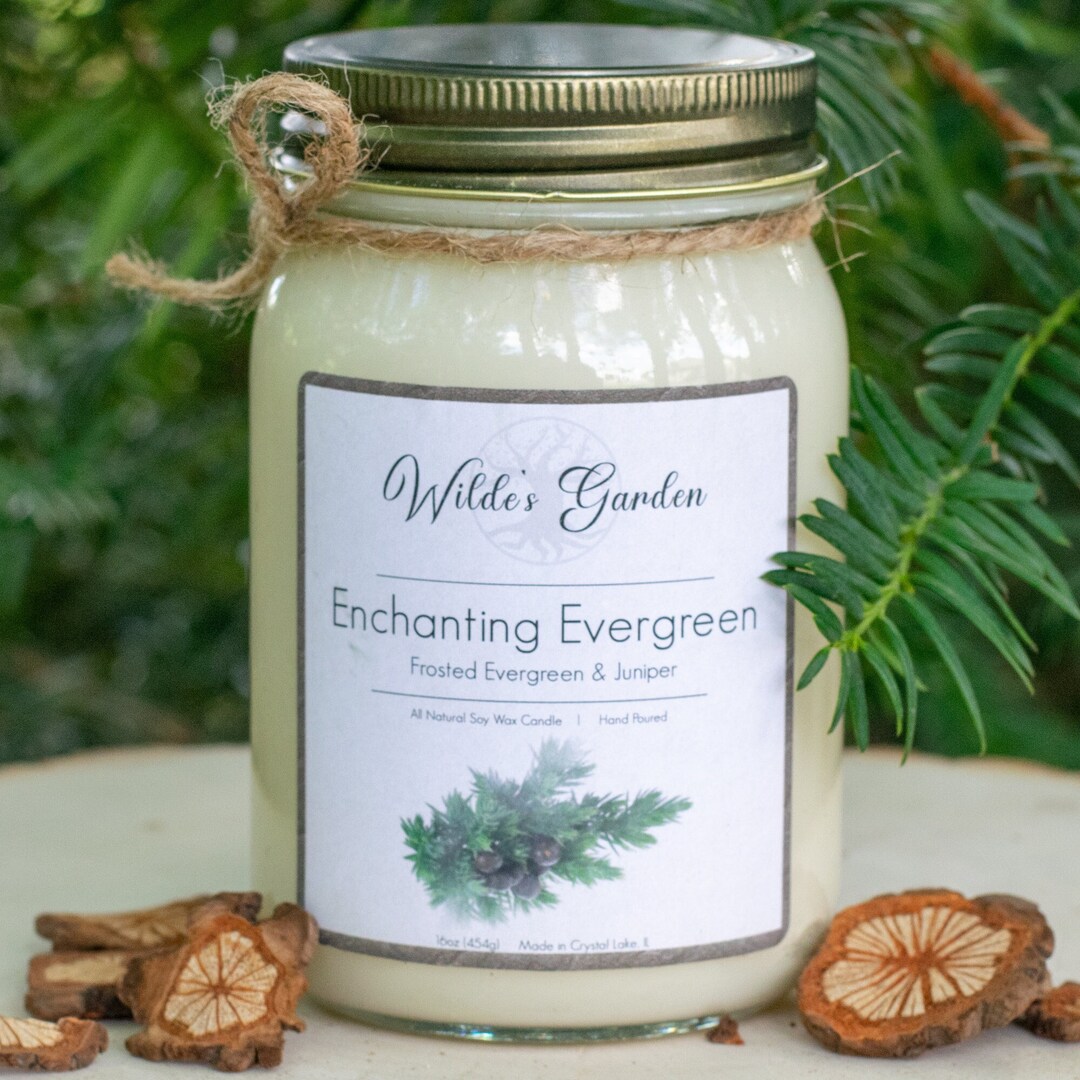 Enchanting Evergreen | 16oz Mason Jar Candle | Evergreen and Juniper ...