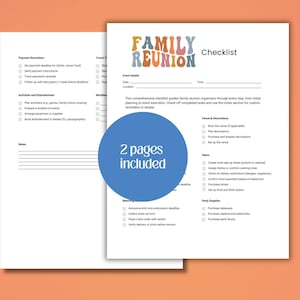 Family Reunion Checklist Printable Family Reunion Organizer Reunion ...