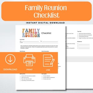 Family Reunion Checklist Printable Family Reunion Organizer Reunion