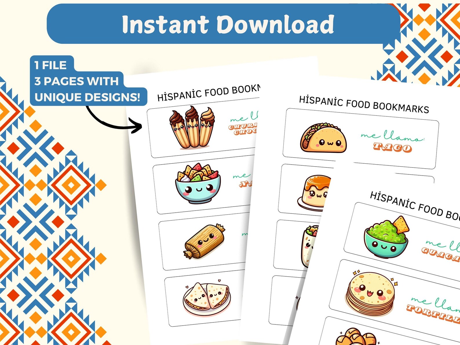 Hispanic Food Printable Bookmarks Hispanic Heritage Month Activity - Etsy