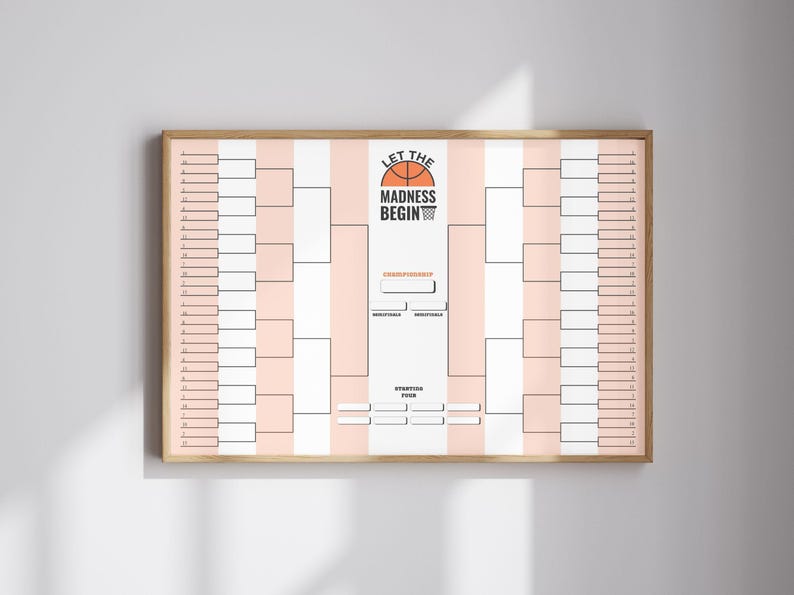 Basketball Madness Tournament Bracket Poster Printable College ...