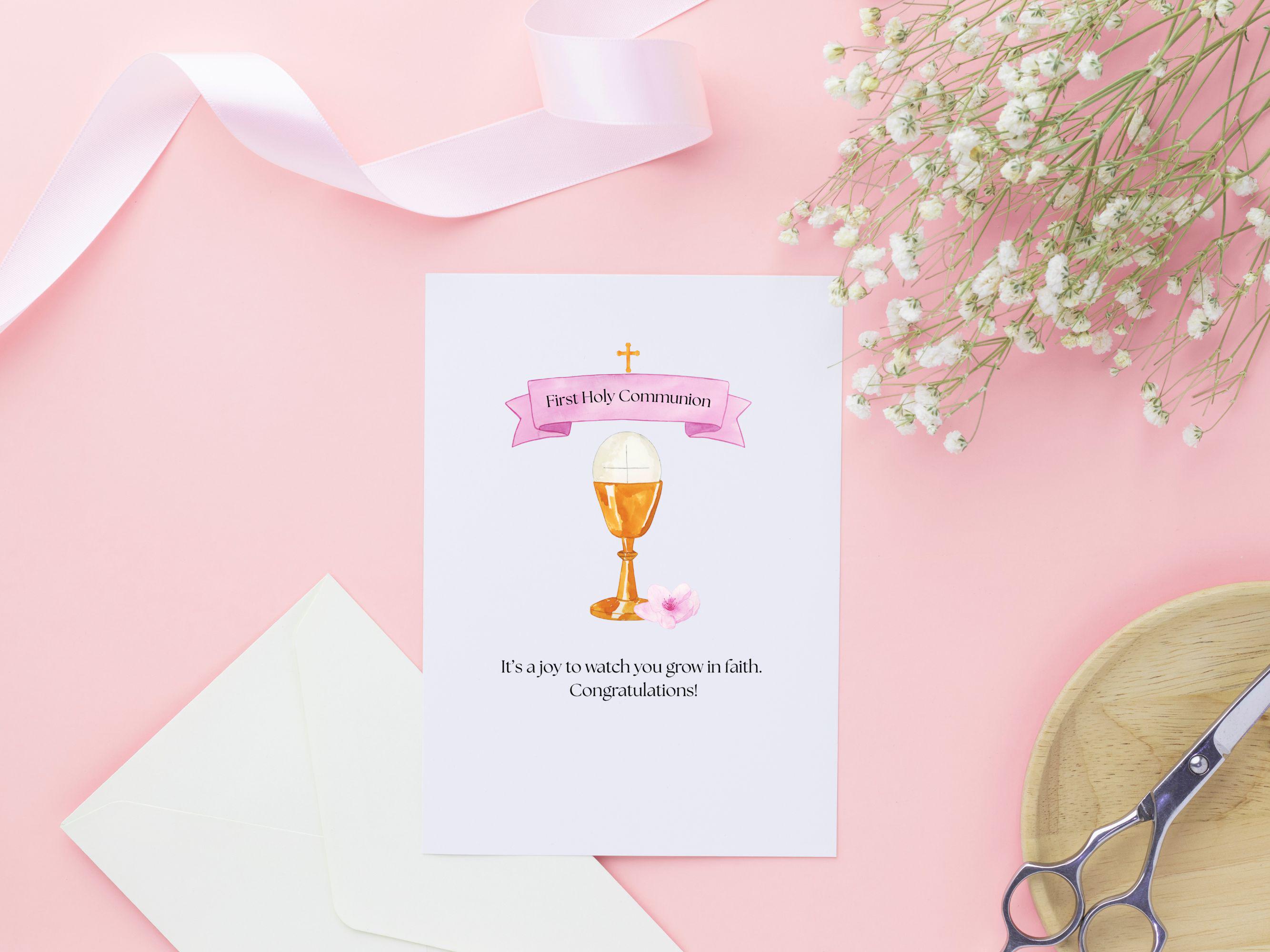 First Communion Card Girl First Communion Printable First Communion ...