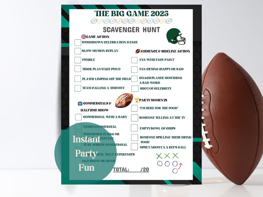 Football Scavenger Hunt Printable the Big Game 2025 Super Football ...