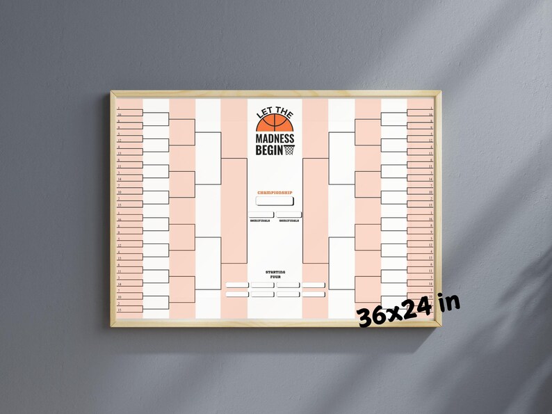 Basketball Madness Tournament Bracket Poster Printable College ...