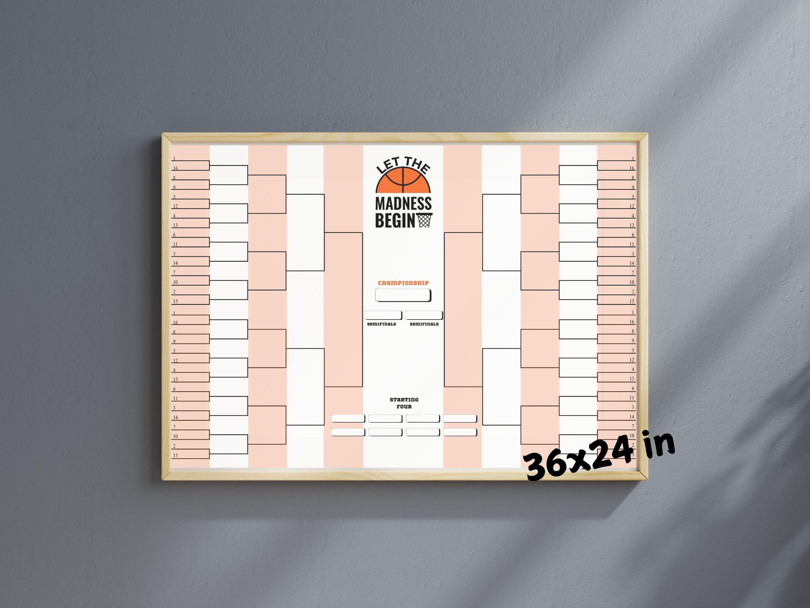 Basketball Madness Tournament Brackets Poster Printable College ...
