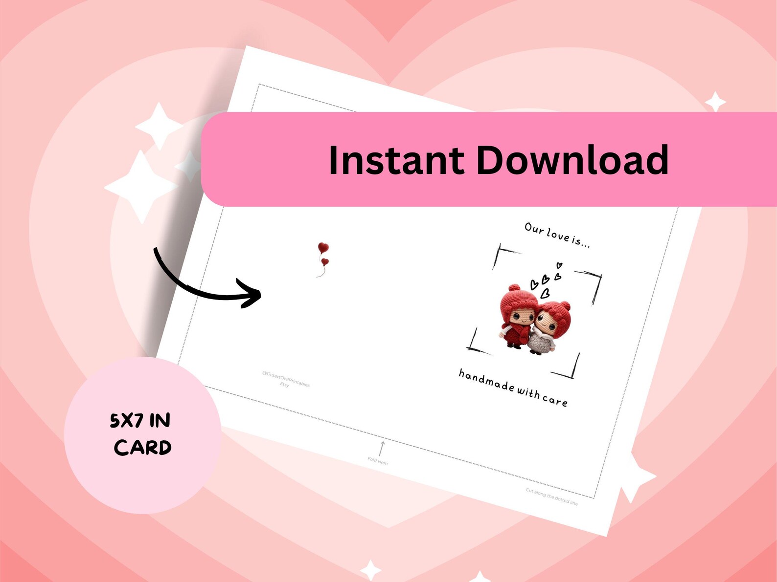 Crochet Valentine Card Printable Crochet Valentines Day Card - Etsy
