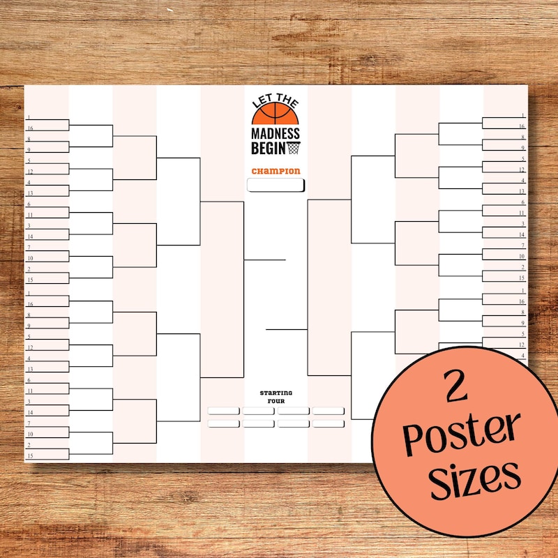 March Madness Bracket Poster - Etsy