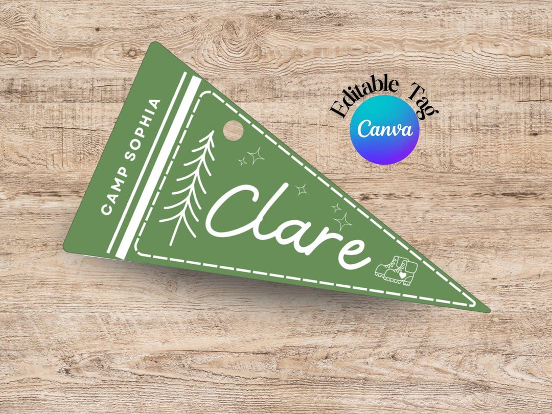 Editable Camp Bachelorette Name Tags Pennant Flag Bridesmaid Swag Bag ...