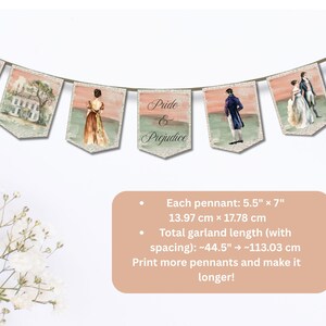Pride and Prejudice Garland Printable Jane Austen Party Garland Pride ...