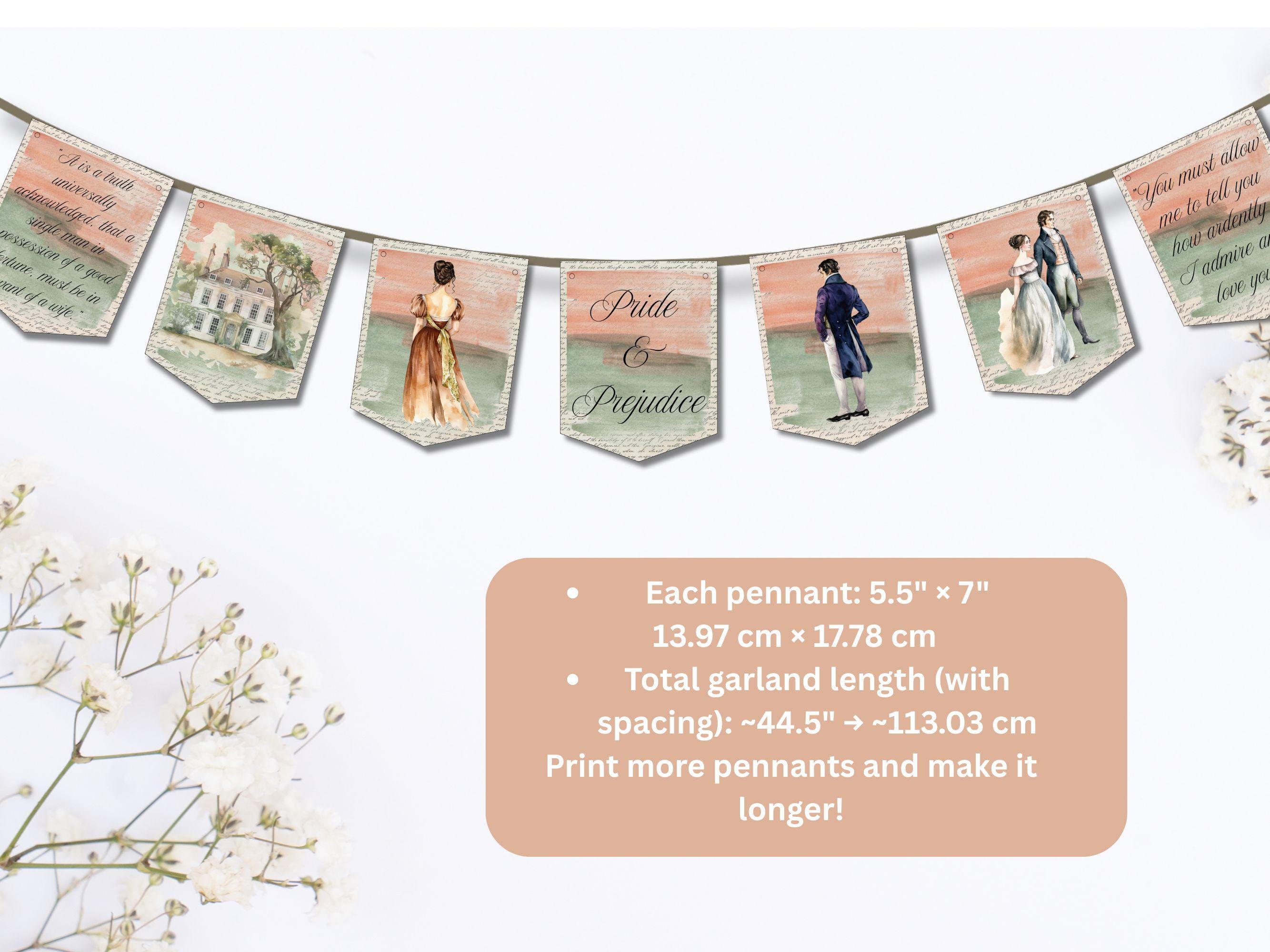 Pride and Prejudice Garland Printable Jane Austen Party Garland Pride ...