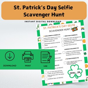 St. Patrick’s Day Scavenger Hunt Printable Adult Selfie Game Irish ...