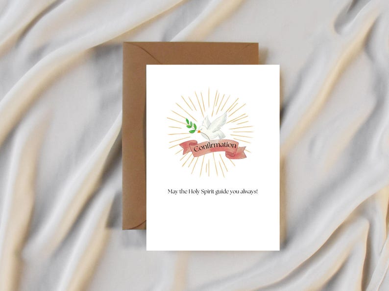 Catholic Confirmation Card Printable Sacrament Greeting Card Christian Card Holy Spirit ...