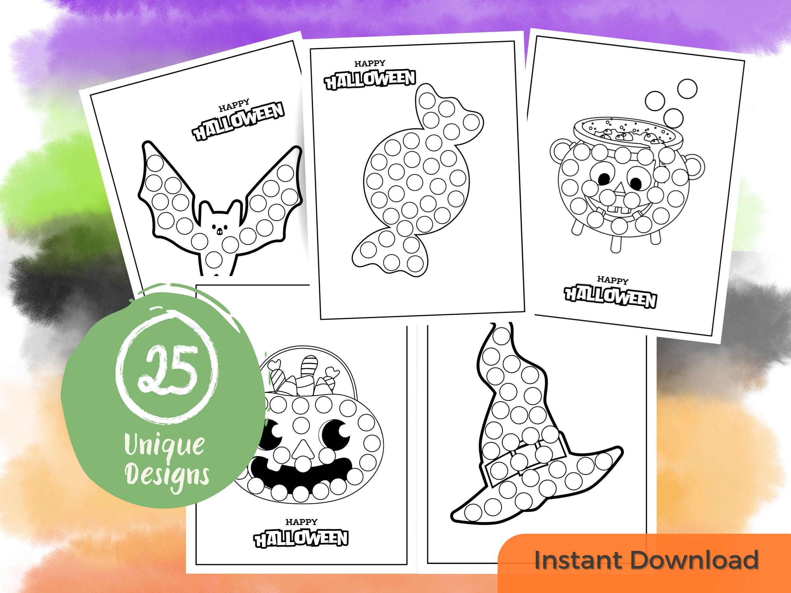 Halloween Dot Marker Cute Printable Coloring Pages - Etsy