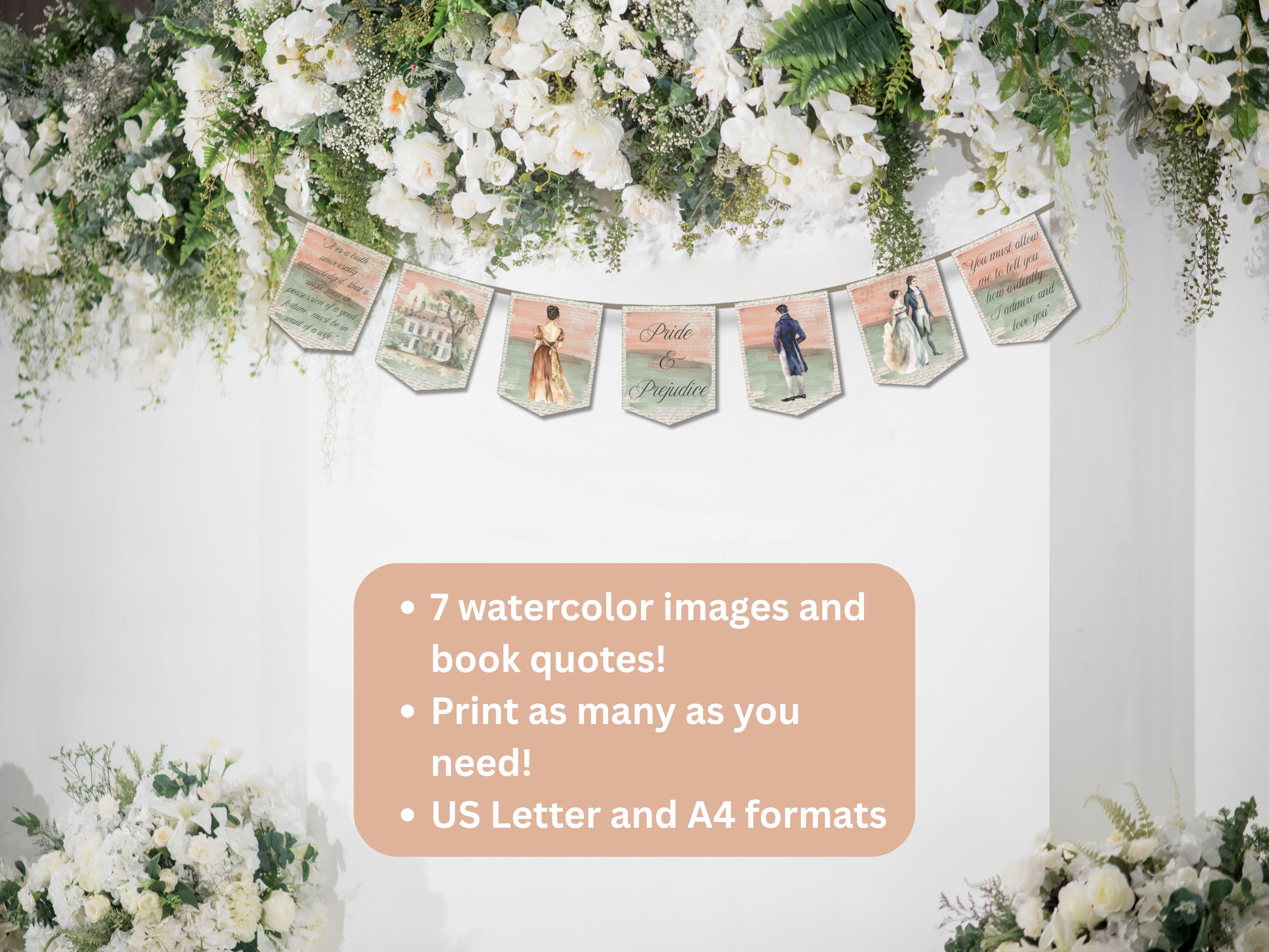 Pride and Prejudice Garland Printable Jane Austen Party Garland Pride ...
