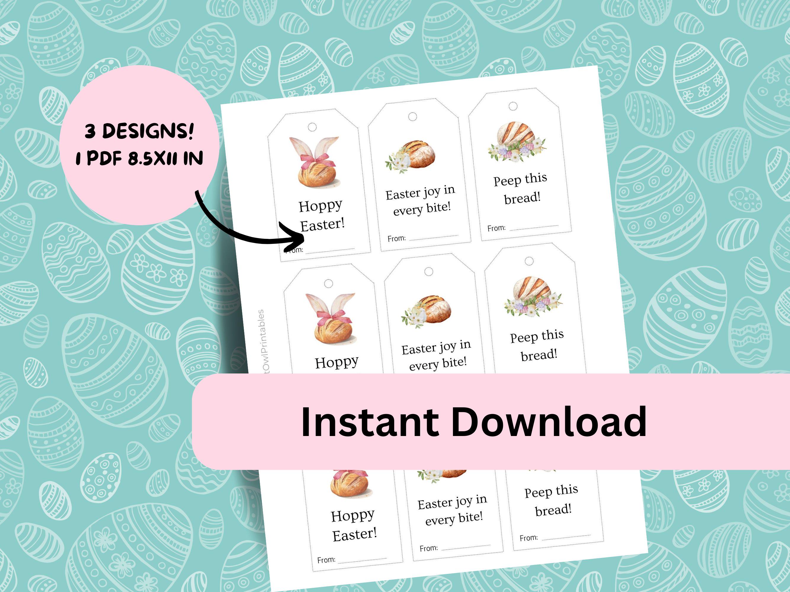 Easter Bread Gift Tags Printable Fresh Sourdough Bread Tags Easter ...