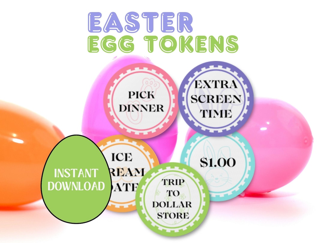 Easter Egg Tokens Printable Easter Egg Hunt Printable Non Candy Easter ...