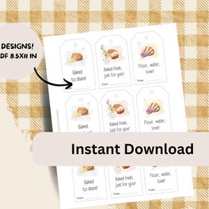 Sourdough Bread Gift Tags Printable Fresh Sourdough Bread Tags Bread ...