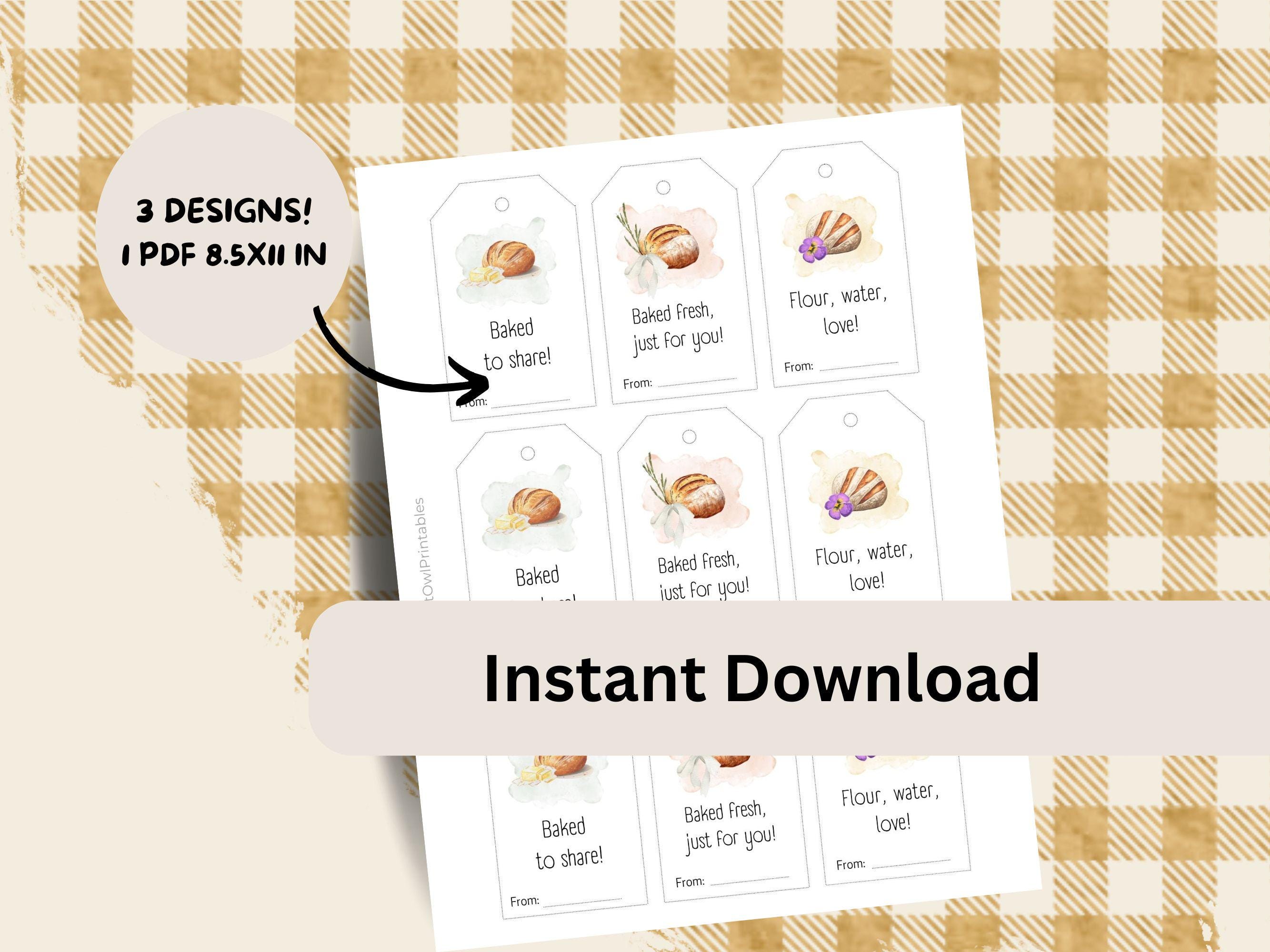 Sourdough Bread Gift Tags Printable Fresh Sourdough Bread Tags Bread ...